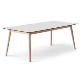 Esstisch, B:210cm H:74cm T:100cm, weiß, HAMMEL FURNITURE, Tischplatte: Weiss Laminat (schwarzer Rand), Gestell: Massive Eiche., Wohnzimmer, Tische,