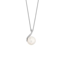 OROLINO Damen Kette mit Anh&auml;nger "Gold 585 mit 9 Brillanten zus. 0,07ct. und wei&szlig;er Perle 9mm", 45cm, 0,07, Gold, L: 45 B: 9mm, wei&szlig;, Gold, B:9mm,