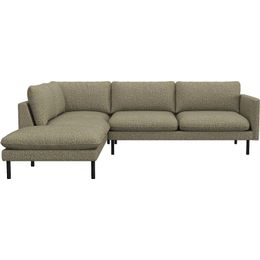 Ecksofa FLEXLUX, B:262cm H:61cm T:222cm, grün, 62% Polyester, 17% Cotton, 14% Viscose, 7% Linen, Wohnzimmer, Sofas, "Bolzano Designsofa, bequem durch