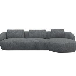Wohnlandschaft FLEXLUX, B:307cm H:85cm T:146cm, grün, 100% Polyester, Sofas, "Torino, rund, L-Form, Sofa-Ecke mit Recamiere, Longchair-Sofa",