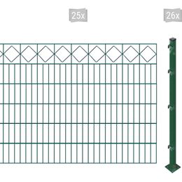 Arvotec Doppelstabmattenzaun "ESSENTIAL 120 zum Aufschrauben "Karo" mit Zierleiste", H/L: 120cm x 50m, Pfosten: 26 Stk., gr&uuml;n, Zaunelemente, Zaunh&ouml;he