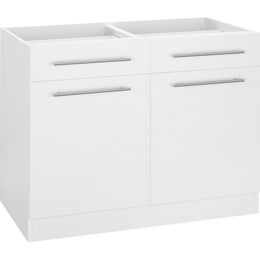 Wiho-K&uuml;chen Unterschrank WIHO K&Uuml;CHEN, B:100cm H:82cm T:57cm, wei&szlig;, K&uuml;che, Schr&auml;nke, "Unna", 100 cm breit, ohne Arbeitsplatte