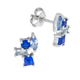 Vivance Damen Paar Ohrstecker "925/- Sterling Silber rhodiniert synth. Steine blau", one-size, Silber 925 (Sterlingsilber), wei&szlig;, Silber 925