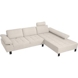 Ecksofa Alina, B:270cm H:103cm T:223cm, wei&szlig;, Struktur fein XBO (100% Polyester), Wohnzimmer, Sofas, "Royce", inklusive Sitztiefenverstellung, 270 cm