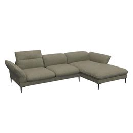 Ecksofa FLEXLUX, B:307cm H:88cm T:182cm, grün, 62% Polyester, 17% Cotton, 14% Viscose, 7% Linen, Wohnzimmer, Sofas, "Salino, Funktionssofa mit