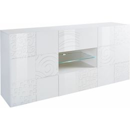 Sideboard Inosign, wei&szlig;, Wohnzimmer, Sideboards, "Miro", Breite 181 cm mit dekorativem Siebdruck