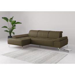 Ecksofa Places of Style, B:280cm H:81cm T:174cm, grün, Wohnzimmer, Sofas, "Caluna", Inkl.Sitztiefenverstellung, wahlweise mit Kopf- und