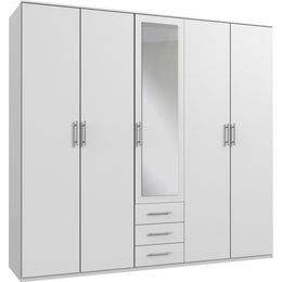 Kleiderschrank wimex, B:225cm H:210cm T:58cm, weiß, Schränke, "Ben", mit jeweils drei Schubkästen