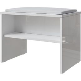 Badkommode SAPHIR, B:60cm H:48cm T:40cm, weiß, Spanplatte, Sideboards, "Badezimmer Sitzbank inkl. Sitzkissen aus Kunstleder in weiß und Ablage",