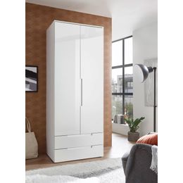 Dreht&uuml;renschrank Schlafkontor, B:84cm H:208cm T:57cm, wei&szlig;, MDF, Melamin, Schr&auml;nke, "Spice", mit Hochglanzfront