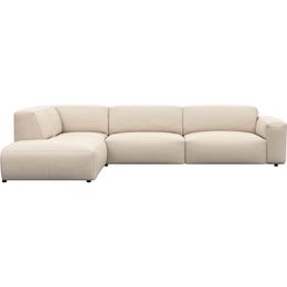 Ecksofa FLEXLUX, B:321cm H:73cm T:231cm, weiß, 100% Echteder, Wohnzimmer, Sofas, "Lucera, super bequem durch hochwertigen Sitzaufbau mit Kaltschaum",