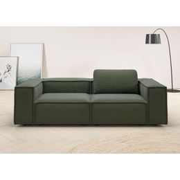 2-Sitzer Places of Style, B:246cm H:68cm T:98cm, grün, 95% Polyester, 5% Nylon, Sofas, "Watertown, modernes Sofa 246 cm breit, auch in Feincord",