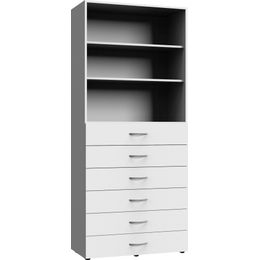 Standregal wimex, B:80cm H:185cm T:40cm, wei&szlig;, Holzwerkstoff, Spanplatte, Wohnzimmer, Regale, "Multiraumkonzept", planbar und erweiterbar