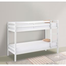 Lüttenhütt Etagenbett LÜTTENHÜTT, B:103cm H:142cm L:208cm, weiß, Kinderzimmer, Etagenbetten, "Alpi", Massivholz (Kiefer), Stockbett
