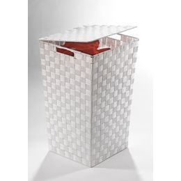 Locker Wäschekorb, B/H/T: 33cm x 54cm x 33cm, weiß, Badezimmer, Wäschesammler, aus Nylon und Metall