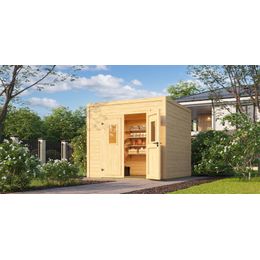 Gartenhaus Nordic Holz, beige, Holz, Gartenh&auml;user, "Felix 1,5", kleiner stilvoller Schuppen mit Flachdach