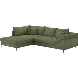Ecksofa MR. COUCH, B:317cm H:98cm T:228cm, grün, Stripes (92% Polyester / 8% Nylon), Wohnzimmer, Sofas, "Portofino, L-Form", Mit