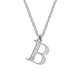Diamonds by Ellen K. Damen Kette mit Anhänger "Silber 925 mit 1x Diamant 0,008ct. Buchstabe B", 45+3cm, 0,01, Silber 925 (Sterlingsilber), L: 48 B: 12mm, weiß, DIAMONDS