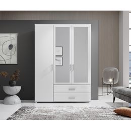 Dreht&uuml;renschrank Schlafkontor, B:125cm H:190cm T:51cm, wei&szlig;, Melamin, Schr&auml;nke, "Ivar Kleiderschrank mit Spiegel", inklusive 2 Spiegelt&uuml;ren und 2