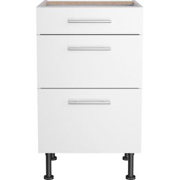 Unterschrank Optifit, B:50cm H:87cm T:58,4cm, wei&szlig;, Spanplatte, K&uuml;che, Schr&auml;nke, "Klara", Breite 50 cm