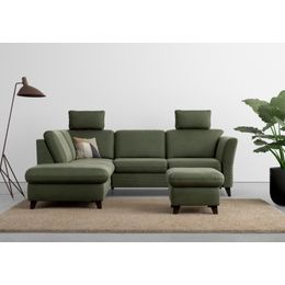 Ecksofa Home Affaire, B:252cm H:86cm T:213cm, gr&uuml;n, 95% Polyester, 5% Polyamid, Wohnzimmer, Sofas, "Trelleborg L-Form", wahlweise mit Bettfunktion