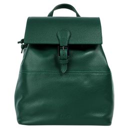 CLUTY Damen Cityrucksack, grün, Leder, Rindsleder, Rucksäcke, echt Leder, Made in Italy