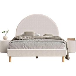 Schlafzimmer-Set Vipack, B:147cm H:132cm T:212cm, weiß, Polyester, Schlafzimmermöbel-Sets, "Moon, best. aus Polsterbett 140/200 und 2