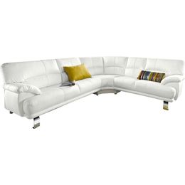 Ecksofa Trendmanufaktur, B:280cm H:87cm T:240cm, weiß, NaturLEDER (echtes Rindsleder) in Sitz und Rücken. Korpus in passendem Kunstleder SOFTLUX
