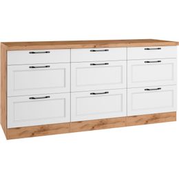 Unterschrank KOCHSTATION, B:180cm H:86cm T:60cm, weiß, Holzwerkstoff, MDF, Küche, Schränke, "KS-Lana", Breite 180 cm