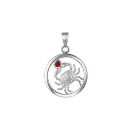 Vivance Damen Kettenanh&auml;nger "925/- Sterling Silber rhodiniert Sternzeichen Krebs Monatsstein", one-size, Silber 925 (Sterlingsilber), 1,2 g, wei&szlig;,