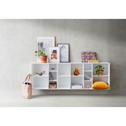 Bücherregal, B:207cm H:69cm T:27cm, weiß, HAMMEL FURNITURE, Massivholz, Spanplatte, Kinderzimmer, Regale, "Mistral Kubus", Kombination aus 3 Modulen,
