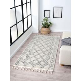 Hochflor-Teppich, B:100cm H:24mm L:200cm, schwarz-weiß, MyFlair MÖBEL & ACCESSOIRES, Polyester, Polypropylen (PP), Teppiche, "Moroccan Tradition,