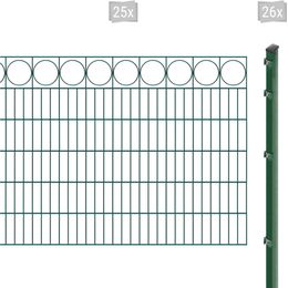 Arvotec Doppelstabmattenzaun "EXCLUSIVE 120 zum Einbetonieren "Ring" mit Zierleiste", H/L: 120cm x 50m, Pfosten: 26 Stk., grün, Zaunelemente,