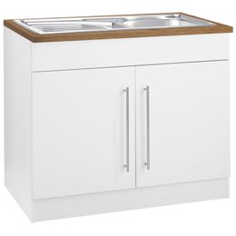 Spülenschrank KOCHSTATION, B:100cm H:85cm T:60cm, weiß, Küche, Schränke, "KS-Samos", 100 cm breit, inkl. Einbauspüle