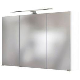 Spiegelschrank Welltime, B:100cm H:64cm T:20cm, wei&szlig;, Badezimmer, Schr&auml;nke, "Livorno", Inklusive LED-Beleuchtung