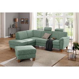 Ecksofa Home Affaire, B:250cm H:89cm T:201cm, grün, Struktur ( 100% Polyester);Struktur fein ( 100% Polyester);Luxus-Microfaser ALTARA NUBUCK (100%