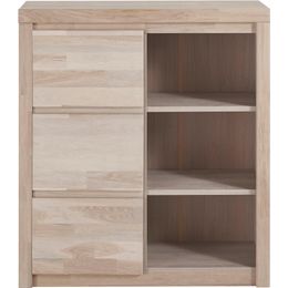 Highboard Home Affaire, B:90cm H:100cm T:35cm, weiß, Holz teilmassiv, Wohnzimmer, Sideboards, "Silkeborg", Breite 90 cm