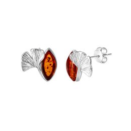 Vivance Damen Paar Ohrstecker "925-Sterling Silber rhodiniert Bernstein", one-size, Silber 925 (Sterlingsilber), wei&szlig;, Silber 925 (Sterlingsilber),