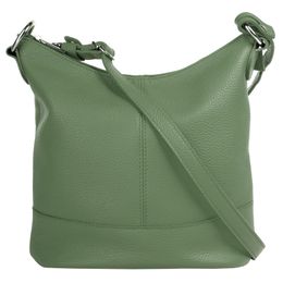 CLUTY Damen Umhängetasche, grün, Leder, leicht glänzend, unifarben, Taschen, echt Leder, Made in Italy