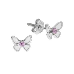 ZEEme Kinder Paar Ohrstecker "Silber 925 Schmetterling Zirkonia pink", one-size, Silber 925 (Sterlingsilber), weiß, Silber 925 (Sterlingsilber),