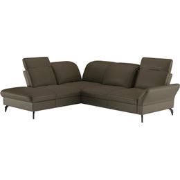 Sit & More Ecksofa SIT & MORE, B:288cm H:88cm T:242cm, grün, 100% Polyester, Wohnzimmer, Sofas, "Leandro L-Form", Wahlweise mit Bett-, Kopfteil - und