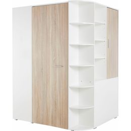 Eckkleiderschrank wimex, B:124cm H:198cm T:148cm, weiß, Schränke, "Joker", begehbarer Kleiderschrank, Garderobe, Ecklösung