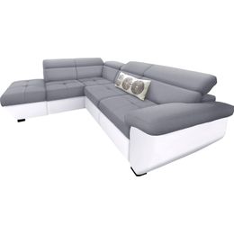 Ecksofa COTTA, B:262cm H:79cm T:102cm, grau, Kunstleder SOFTLUX / Struktur (100% Polyester);Edles Flachgewebe (100% Polyester) / Feine Struktur (100%