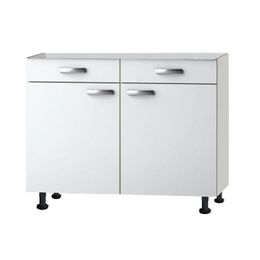 Unterschrank Optifit, B:100cm H:87cm T:58,4cm, weiß, Holzwerkstoff, Küche, Schränke, "Ole"