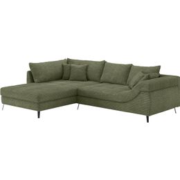 Ecksofa MR. COUCH, B:317cm H:98cm T:228cm, grün, Stripes (92% Polyester / 8% Nylon), Wohnzimmer, Sofas, "Portofino L-Form", 4 Bezugsqualitäten, 13,5