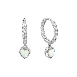 Vivance Damen Paar Creolen "925/- Sterling Silber rhodiniert synth. Opal", one-size, Silber 925 (Sterlingsilber), wei&szlig;, Silber 925 (Sterlingsilber),