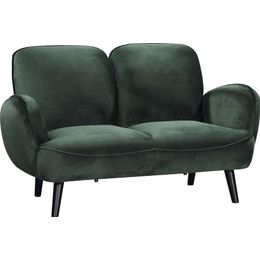 2-Sitzer, B:140cm, grün, ATLANTIC HOME COLLECTION, Samtstoff;Fellimitat, Sofas, "Ben", mit Wellenunterfederung, Massivholzfüße, frei im Raum stellbar