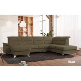 Sit & More Wohnlandschaft SIT & MORE, B:327cm H:91cm T:225cm, grün, 100% Polyester, Sofas, "Astoria U-Form", wahlweise mit motorischer Relaxfunktion