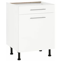 Wiho-K&uuml;chen Unterschrank WIHO K&Uuml;CHEN, B:60cm H:86,5cm T:58cm, wei&szlig;, K&uuml;che, Schr&auml;nke, "Ela", Breite 60 cm, h&ouml;henverstellbare F&uuml;&szlig;e