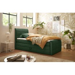 Boxspringbett, B:103cm L:220cm, gr&uuml;n, ED EXCITING DESIGN, 92% Polyester, 8% Nylon, Komplettbetten, "Bolivia", harte Seite mit Kokosmatte, weiche